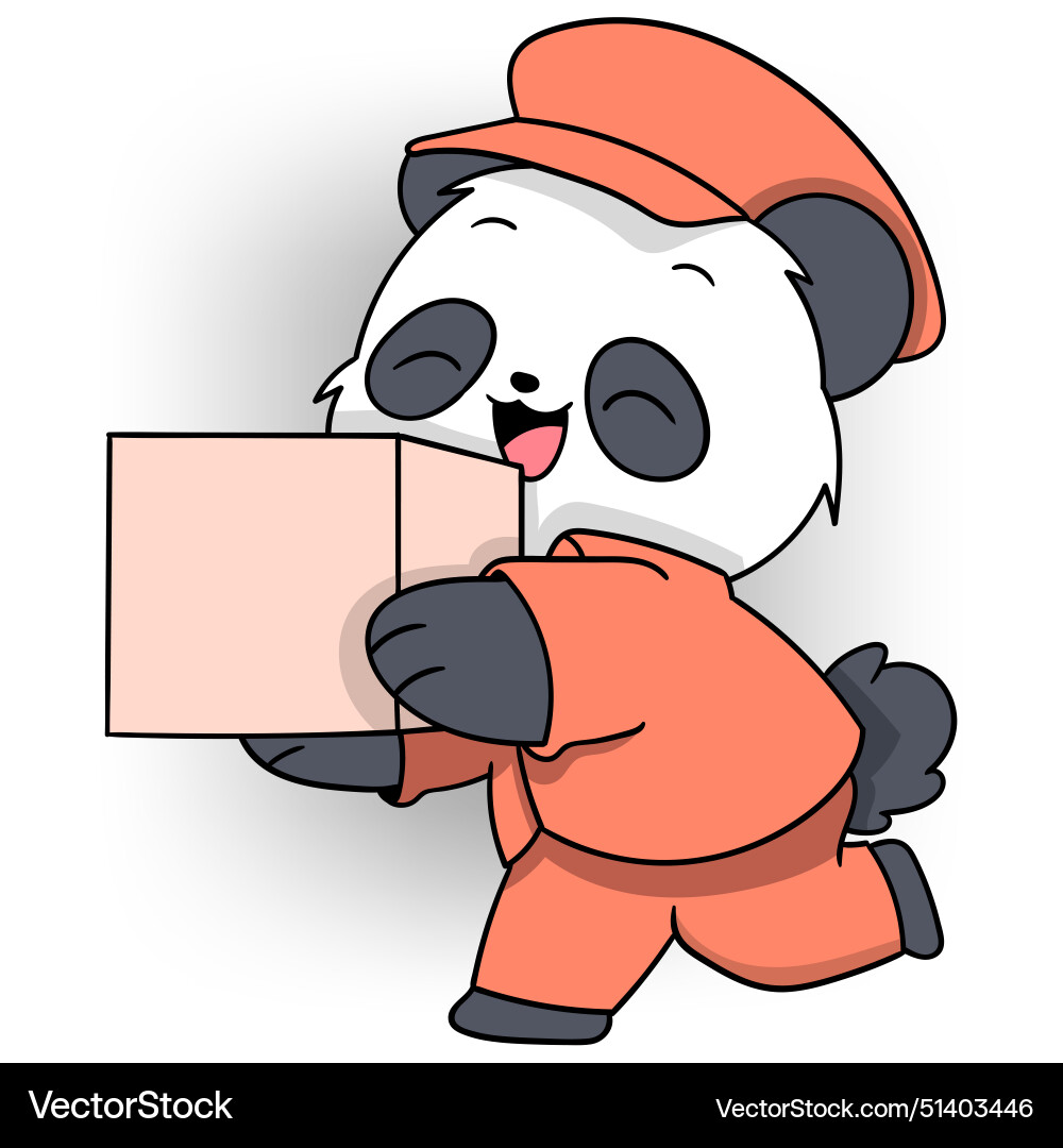 Panda becomes a courier delivering packages Vector Image