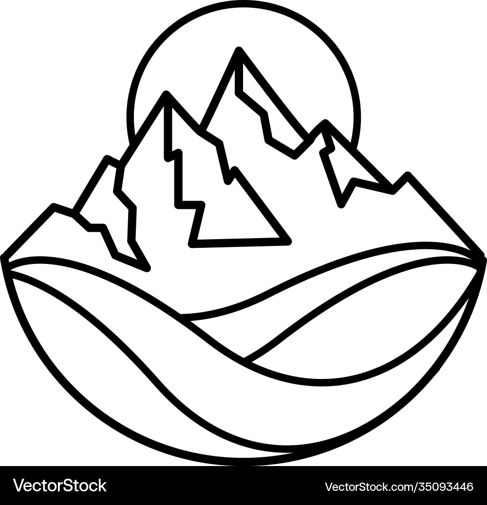 Simple summit mountain landscape design Royalty Free Vector