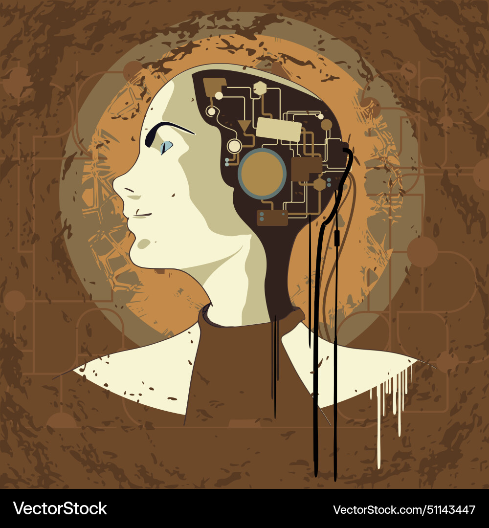 Abstract humanoid robot head robotics industry Vector Image