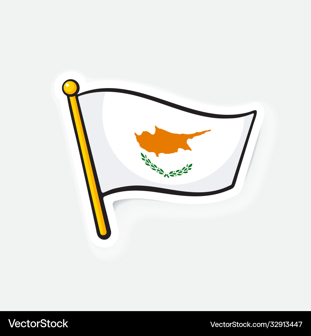 Cyprus Flag Sticker on Flagstaff Royalty Free Vector Image