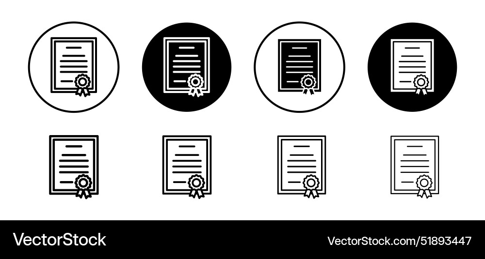 Diploma icon set collection outline flat Vector Image