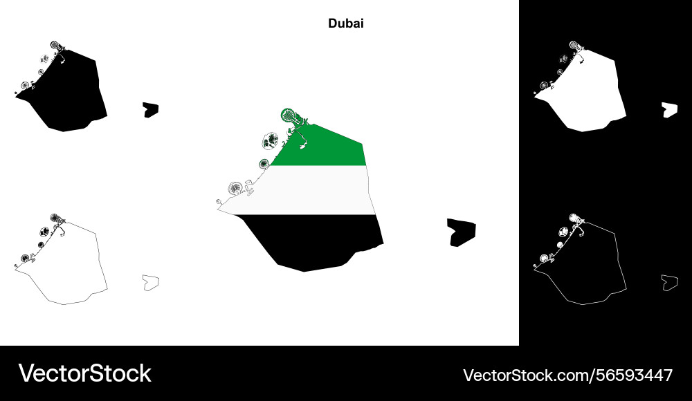 Dubai outline map Royalty Free Vector Image - VectorStock
