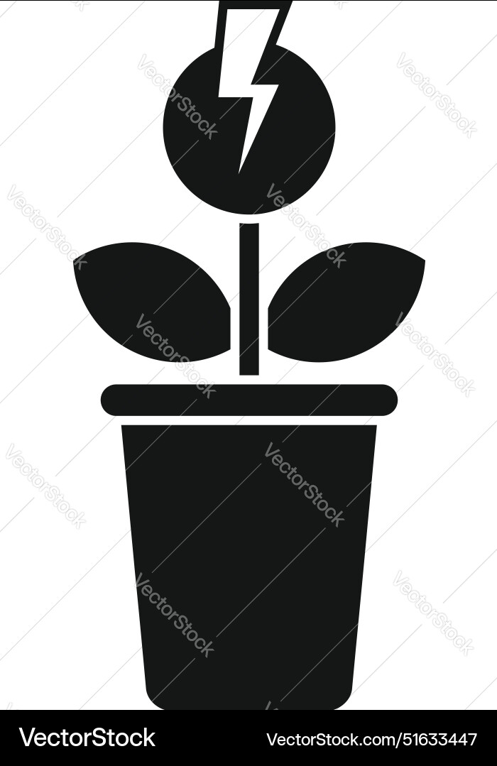Eco bulb growing with leaves in pot icon Vector Image