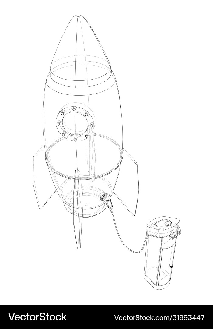 Electric rocket charging station sketch Royalty Free Vector
