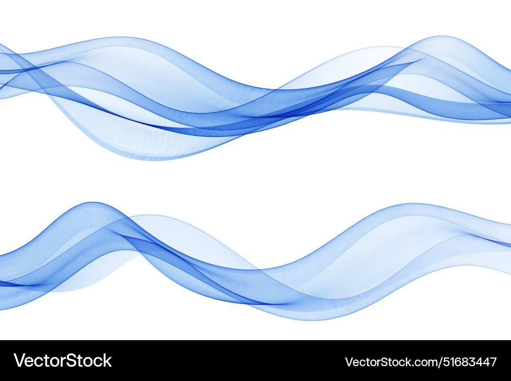 Flow of transparent lines blue abstract wave set Vector Image