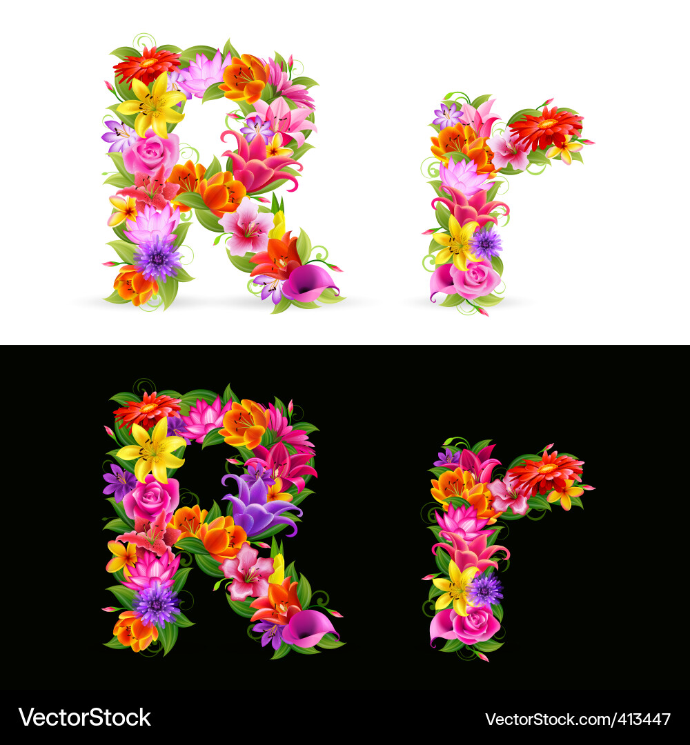 Flower font Royalty Free Vector Image - VectorStock