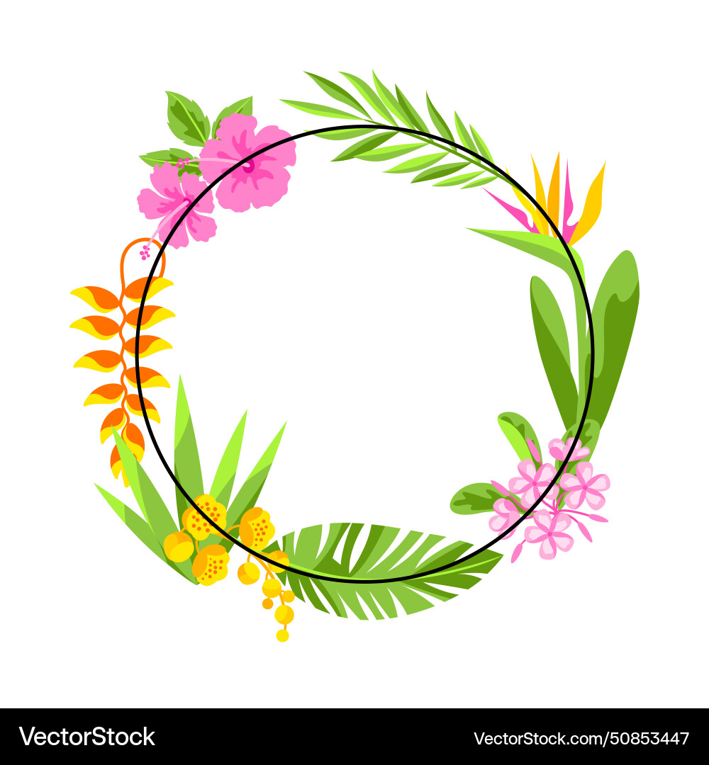 Frame with tropical flowers decorative exotic Vector Image
