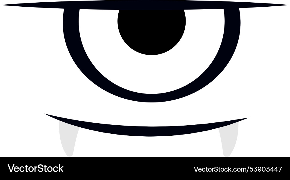 Monster eye black icon cute teeth evil Royalty Free Vector