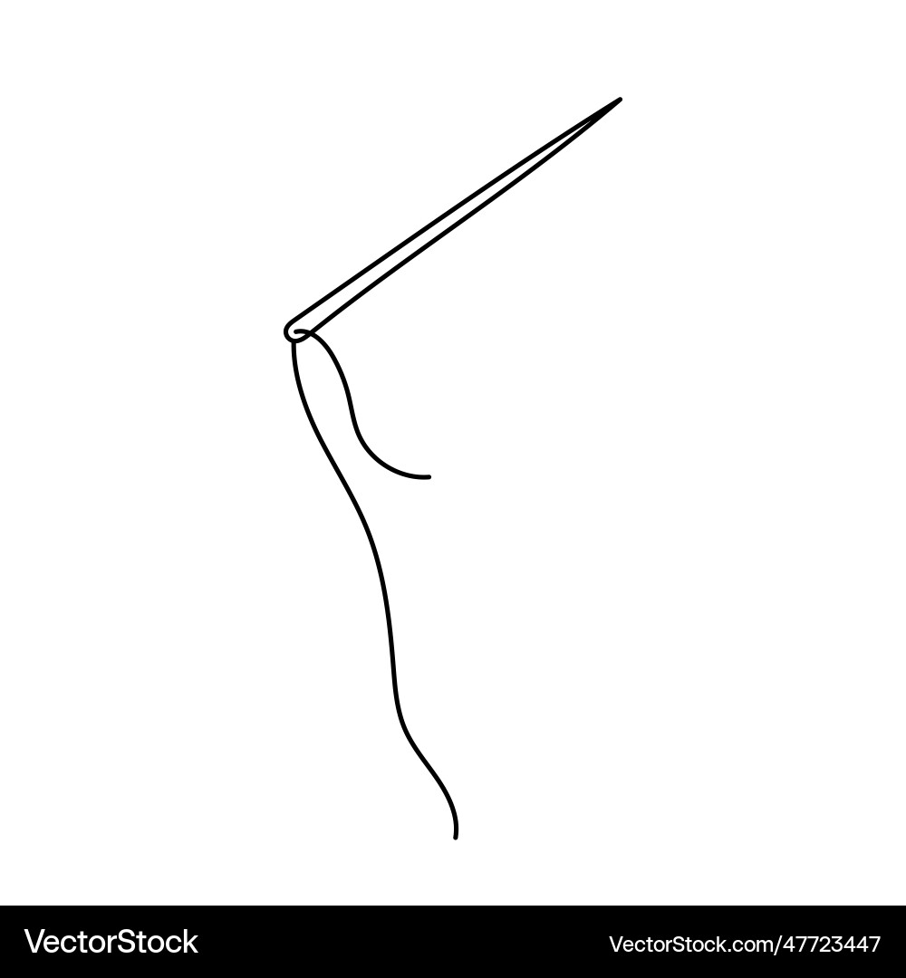 Needle and thread doodle outline sketch Royalty Free Vector