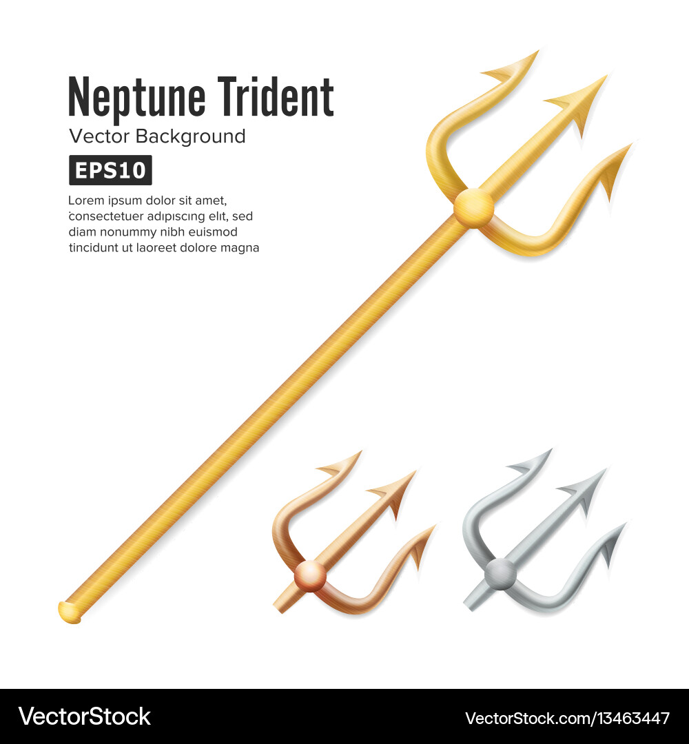 Neptune trident realistic 3d silhouette Royalty Free Vector