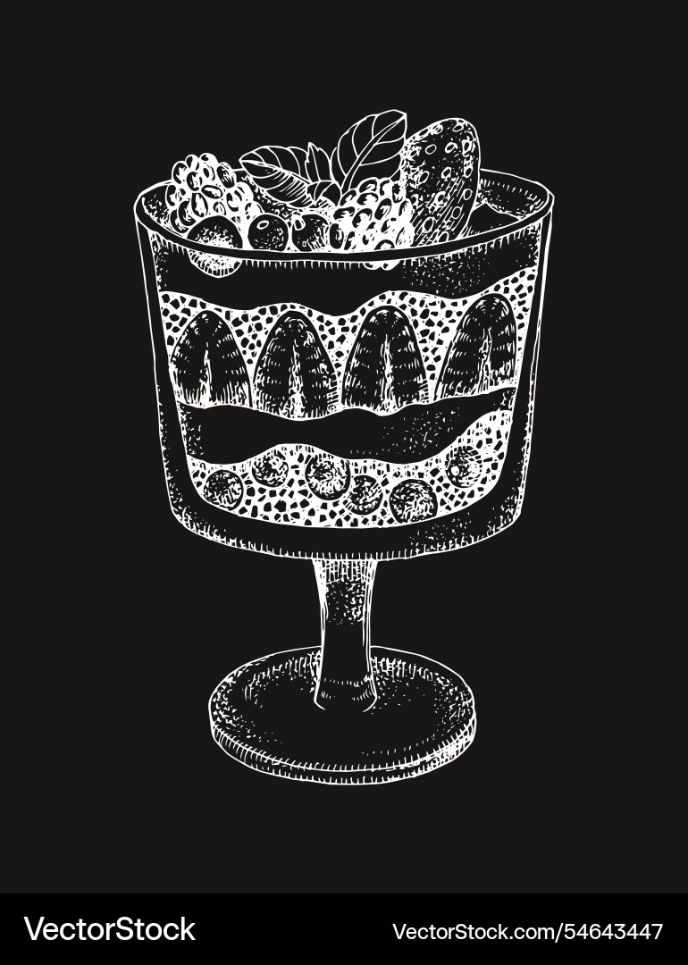 Trifle hand drawn dessert in a glass Royalty Free Vector