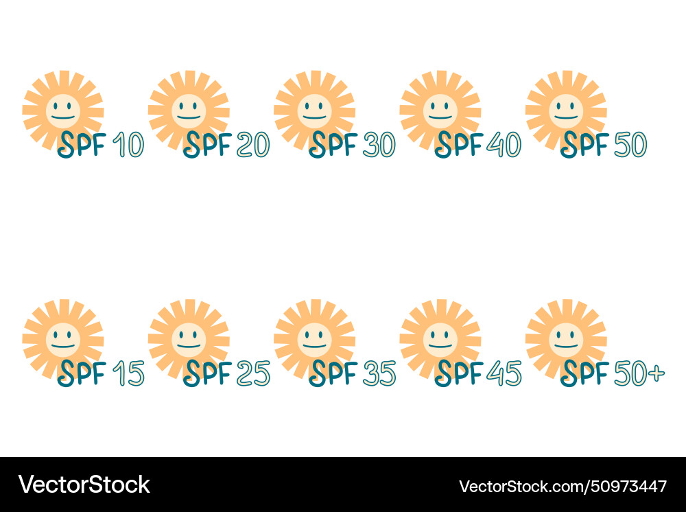 Uv protection spf icon collection summer skin Vector Image