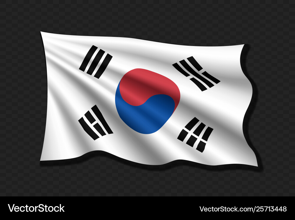 3D South Korea Flag Wave Royalty Free Vector Image