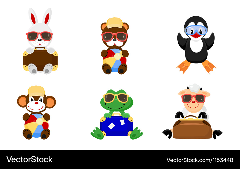 Cute animals go to holiday Royalty Free Vector Image