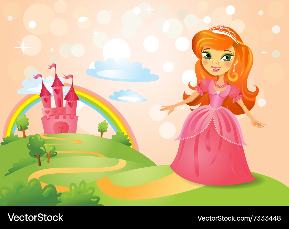 Fairy tale castle and beautiful princess Vector Image