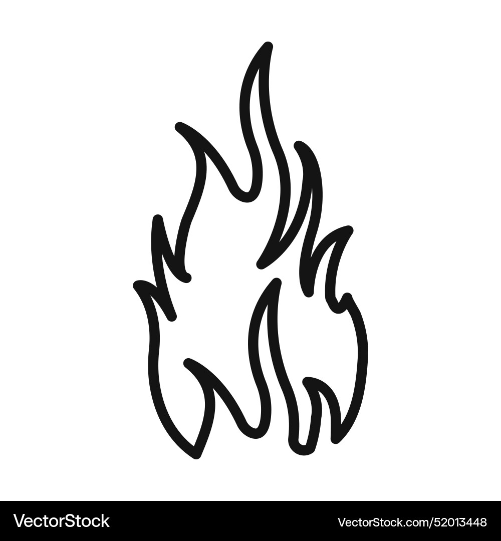 Fire icon black line art Royalty Free Vector Image
