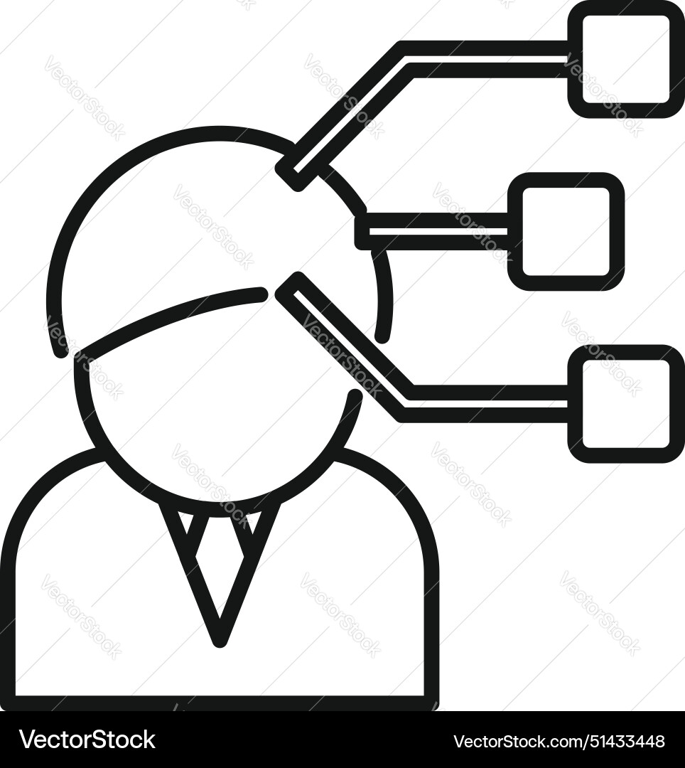 Icon of person with pie chart brain Royalty Free Vector