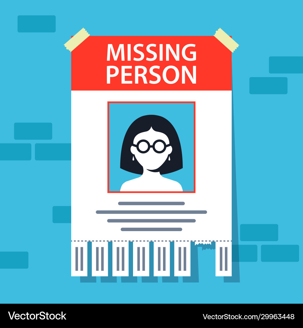 Missing person announcement flyer hanging Vector Image