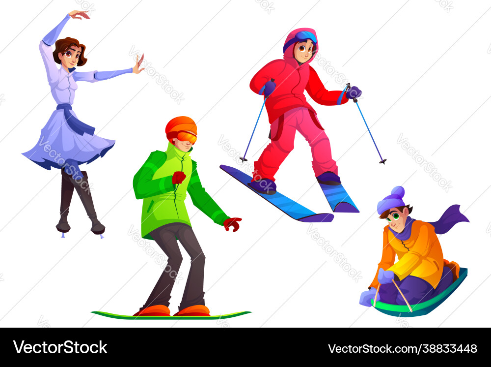 People engage winter sport wintertime recreation Vector Image