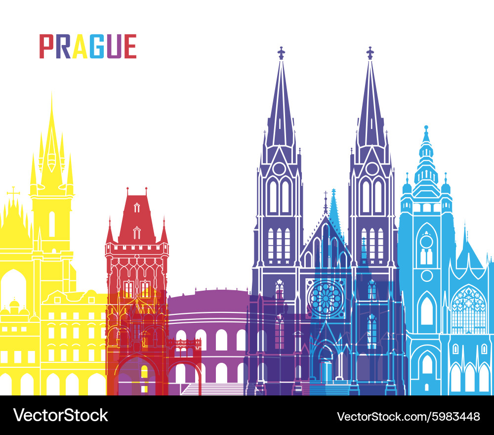 Prague skyline pop Royalty Free Vector Image - VectorStock