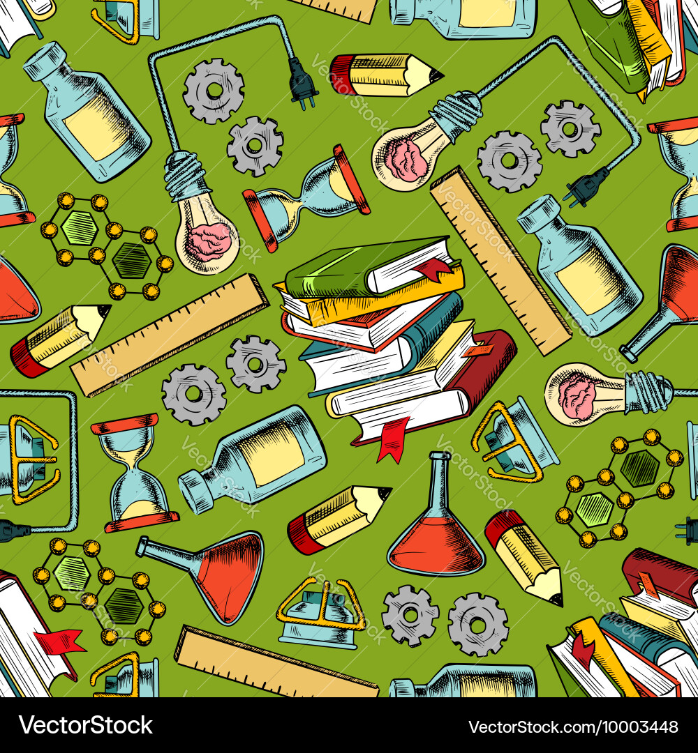 School Supplies and Lab Pattern Royalty Free Vector Image