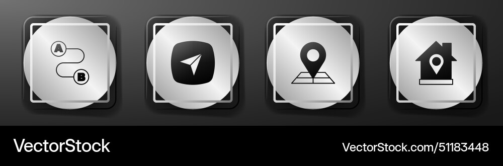 Set route location city map navigation folded Vector Image