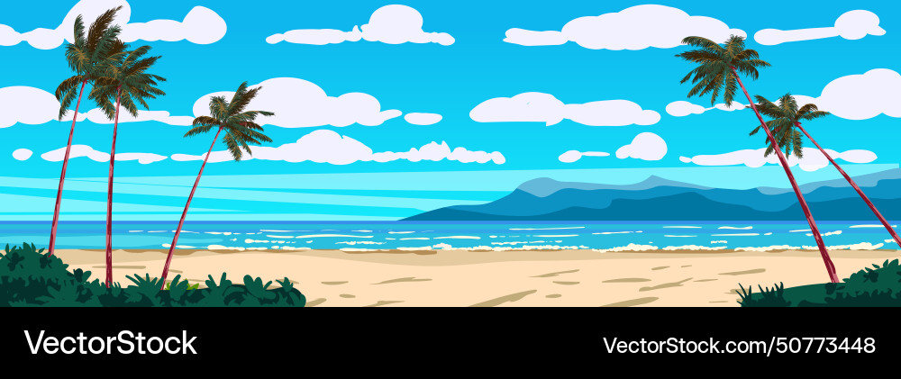 Tropical sand beach resort landscape horizontal Vector Image
