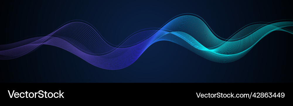 Abstract dark background with flowing wave lines Vector Image