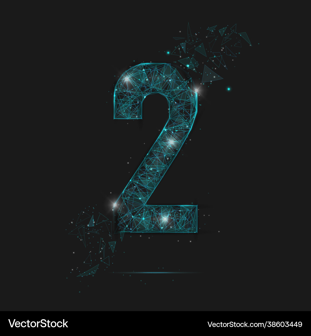 Abstract isolated blue image a number two Vector Image