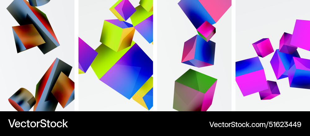Composition of 3d cubes and other geometric Vector Image