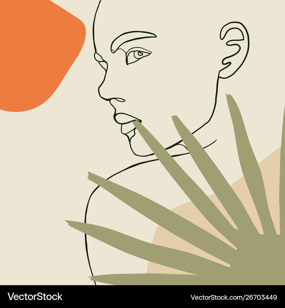 Continuous Line Woman Face Royalty Free Vector Image
