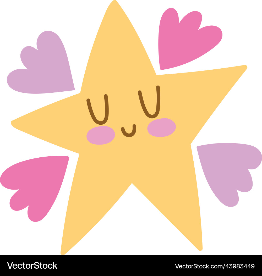Cute star with hearts Royalty Free Vector Image