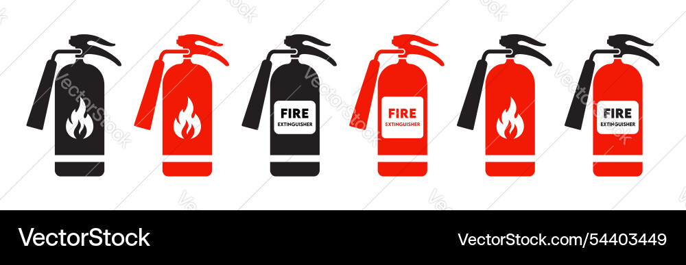 Fire extinguisher icon set firefighters tools Vector Image