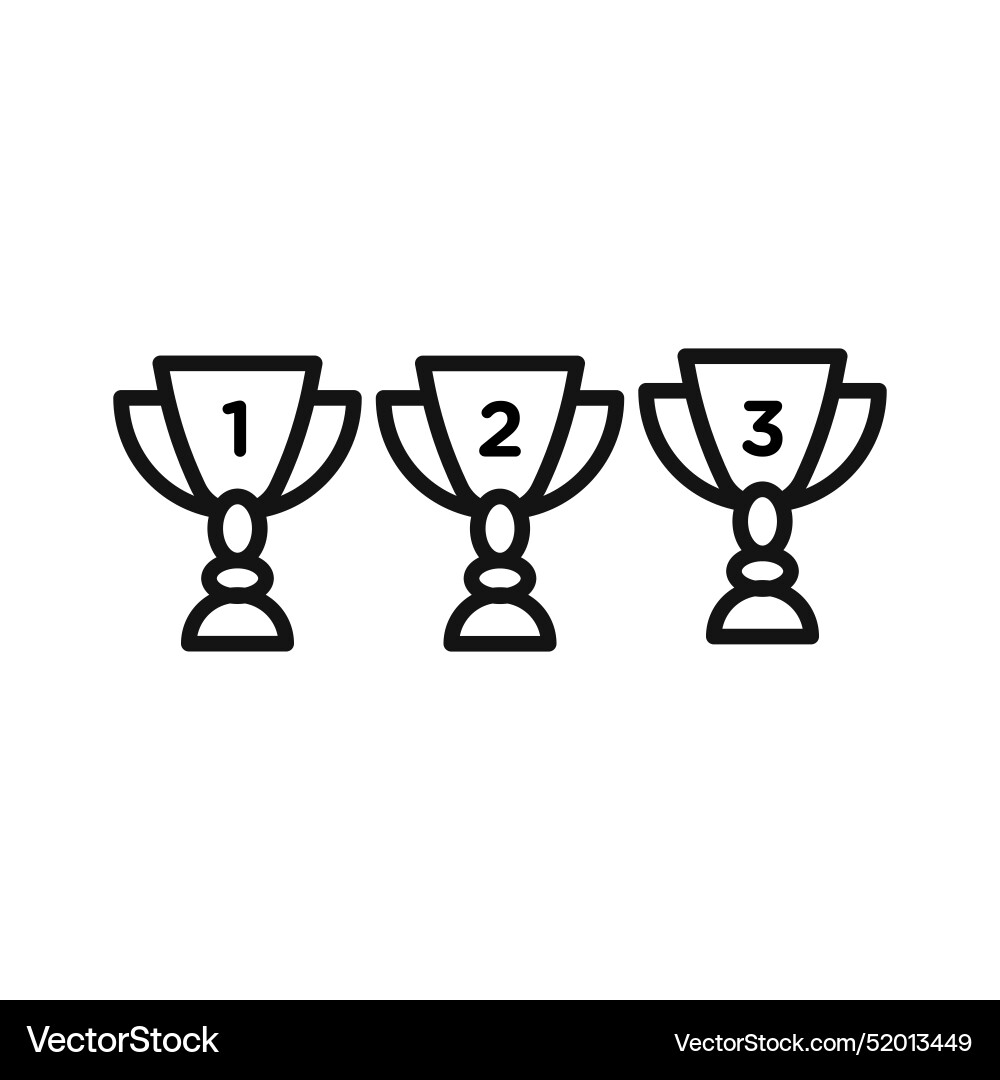 First second third prize trophy cup icon black Vector Image