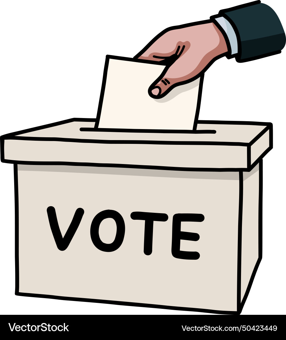 Hand voting ballot box doodle drawing election Vector Image