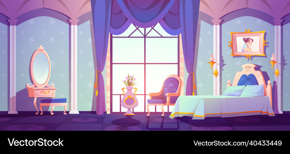 Princess royal bedroom vintage room interior Vector Image