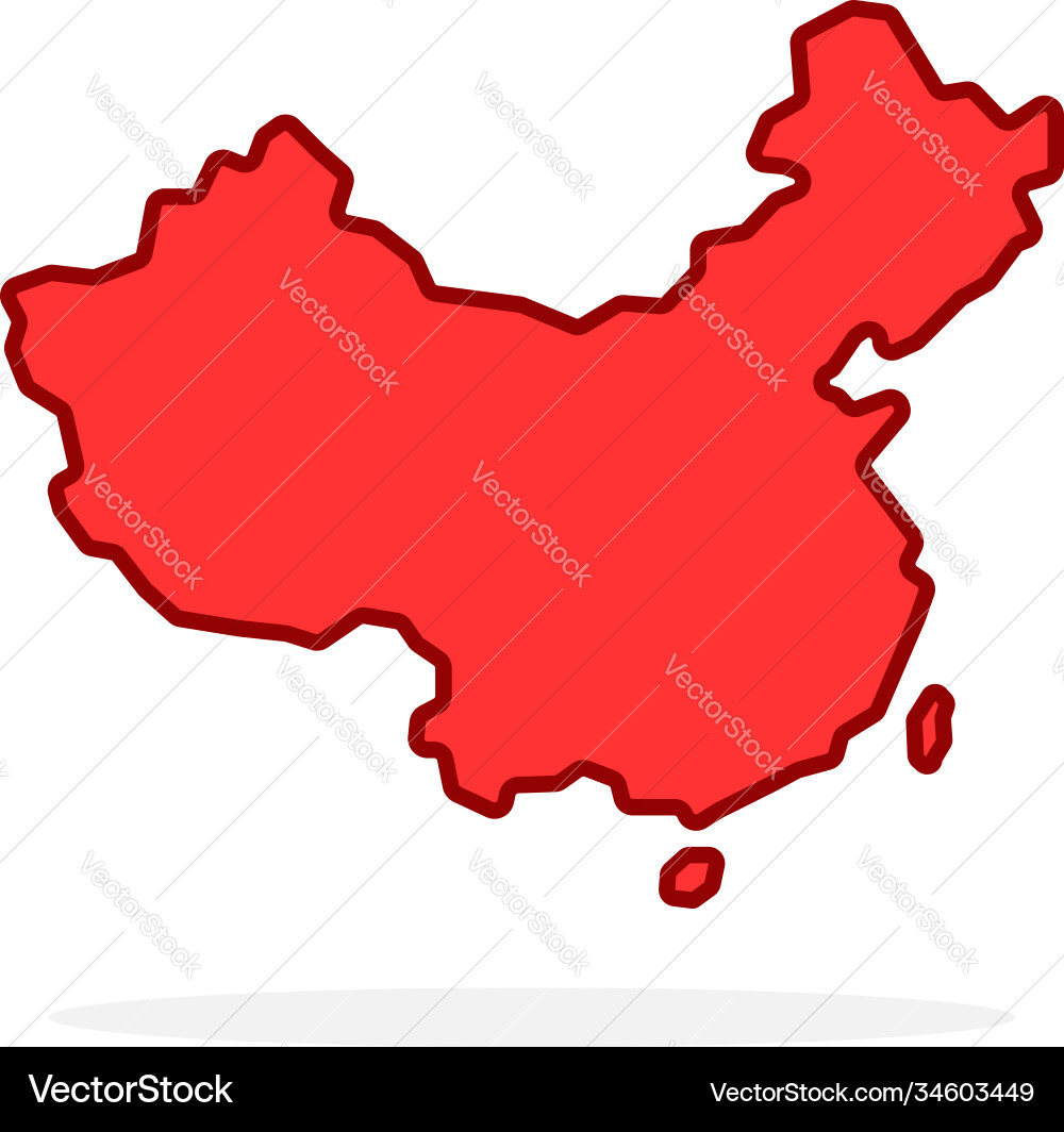 Red China Outline Icon Royalty Free Vector Image