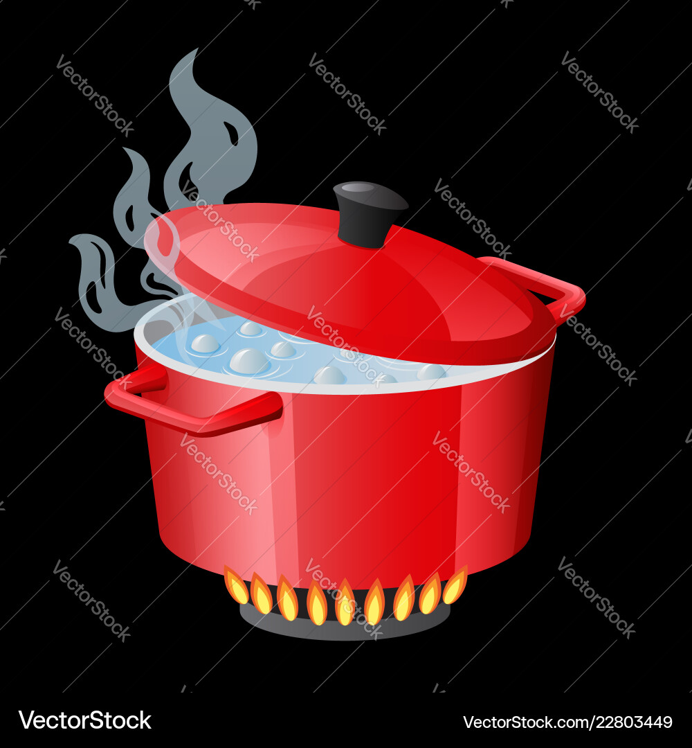 Red pan saucepan pot casserole cooker stewpan Vector Image