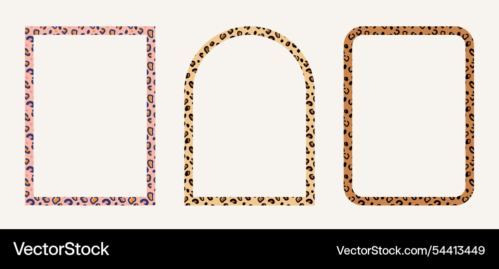 Set of different frames with leopard cheetah skin Vector Image
