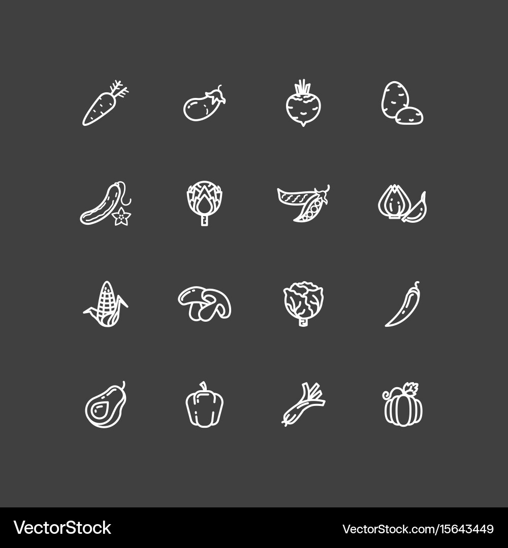 Vegetable Outline Icons - Fresh Produce Royalty Free Vector