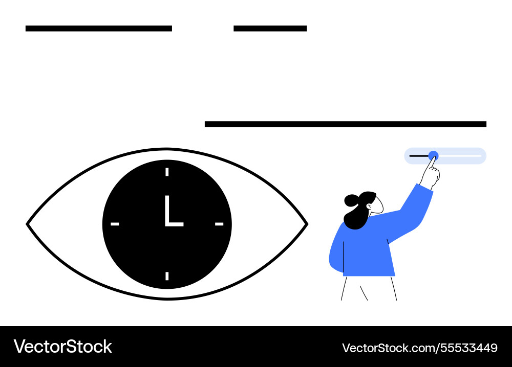 Woman adjusting settings near eye clock Royalty Free Vector