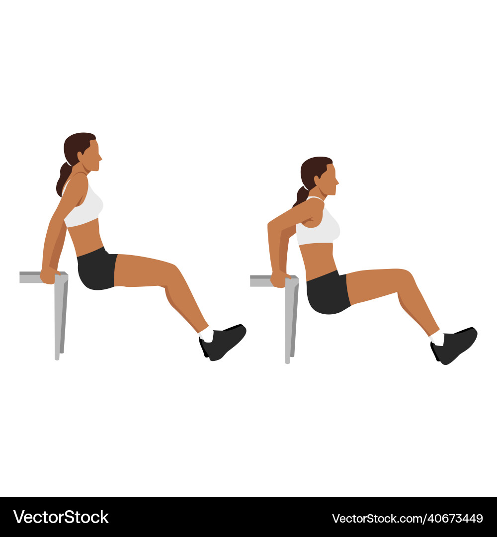 Woman doing bench tricep dips exercise flat Vector Image
