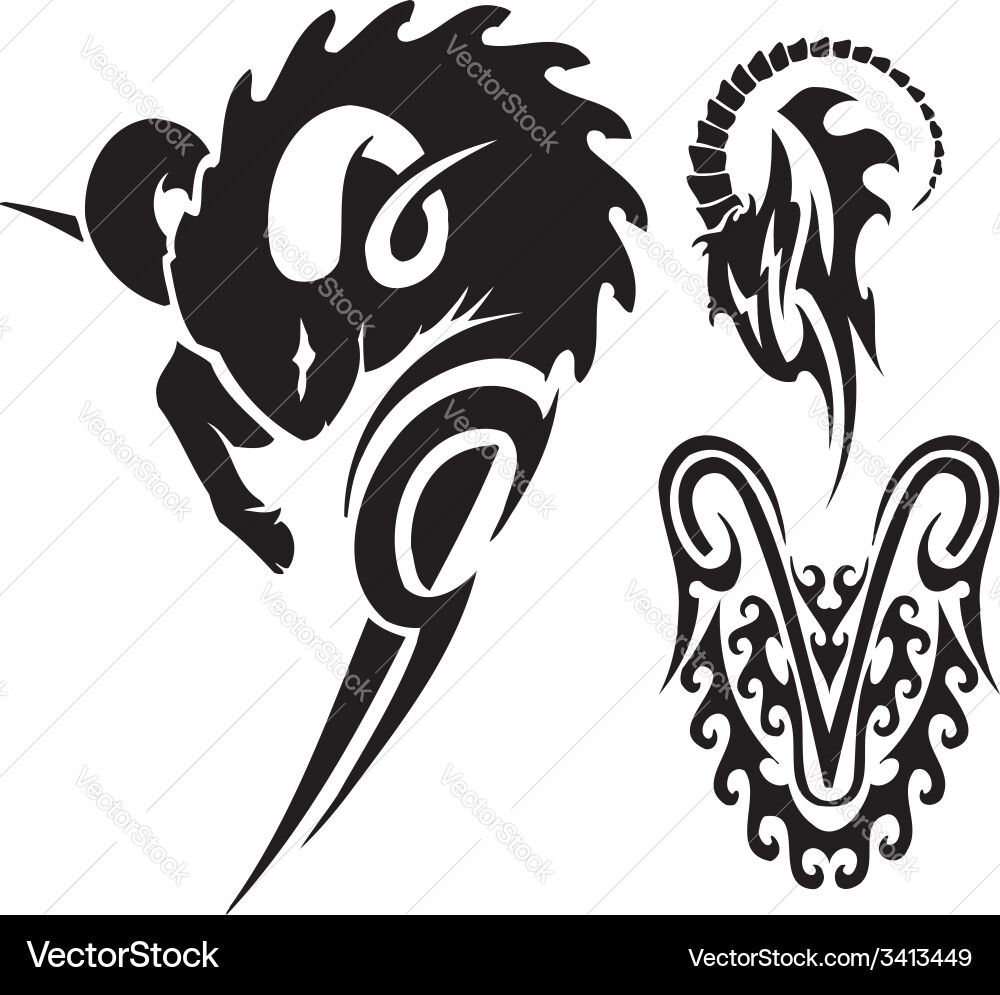 Zodiac signs - aries vinyl-ready set Royalty Free Vector
