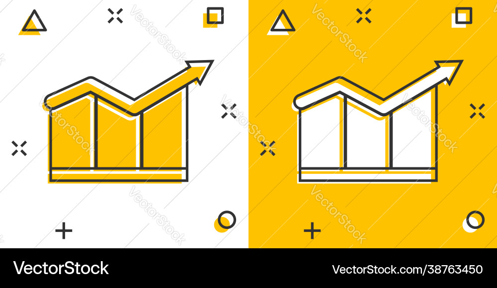 Cartoon chart icon in comic style graph pictograph