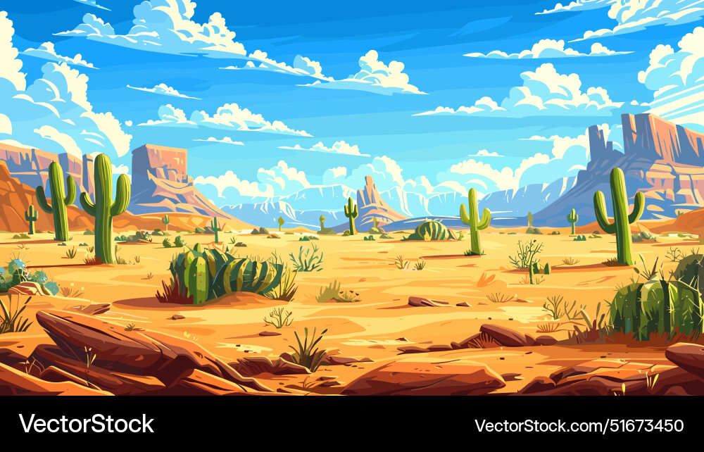 Cartoon Desert Landscape Royalty Free Vector Image
