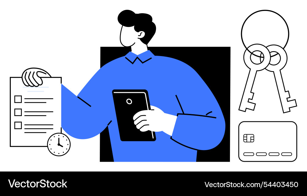 Digital property management with checklist keys Vector Image