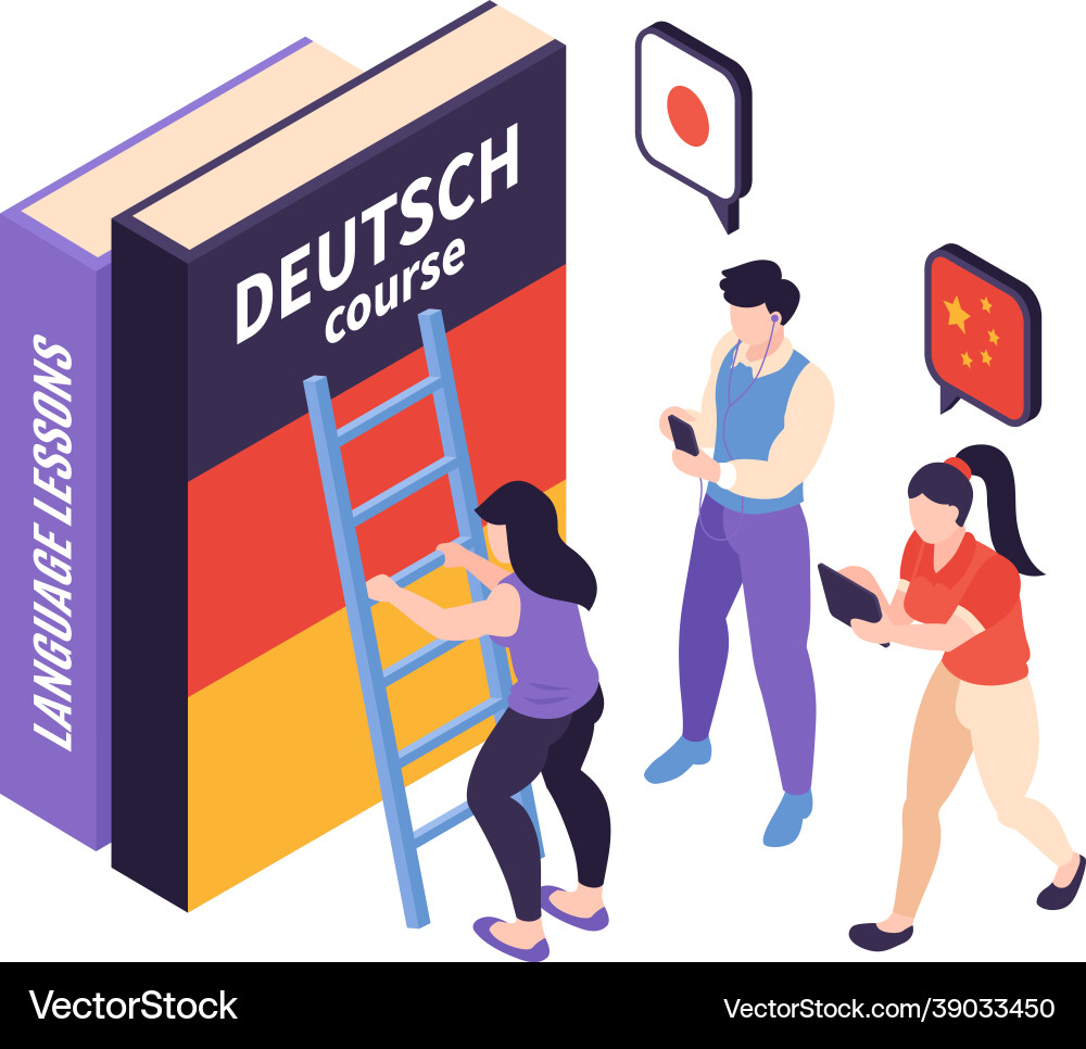 Language lessons isometric composition Royalty Free Vector