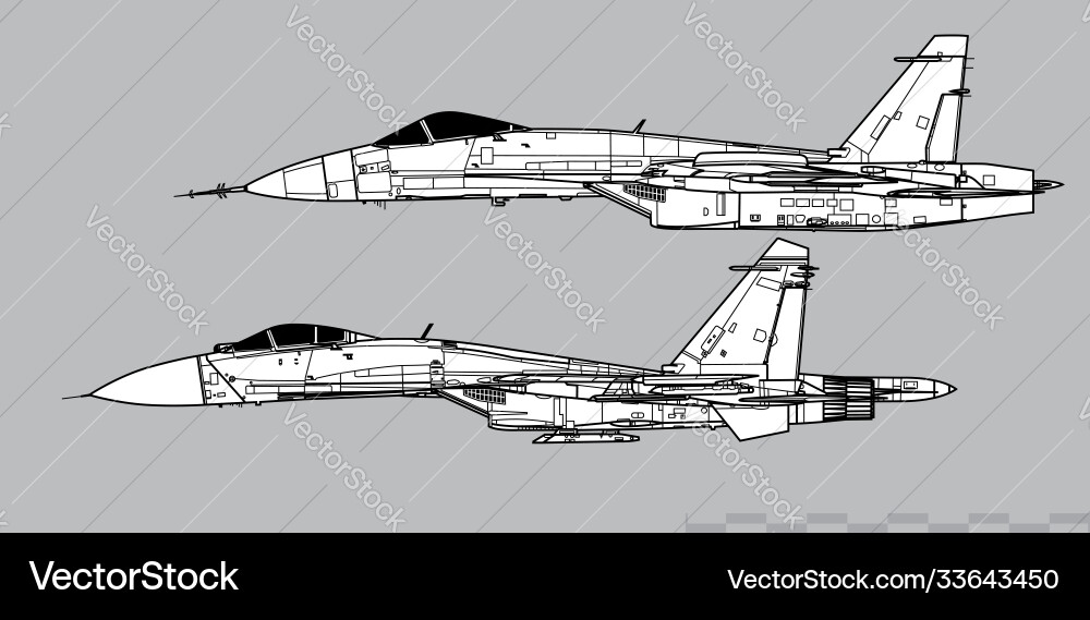 Sukhoi su-27 flanker Royalty Free Vector Image