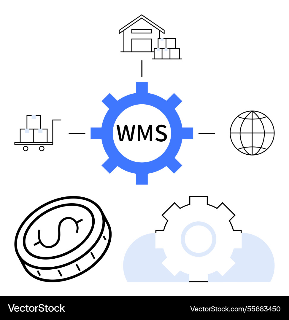 Warehouse management gears aligning storage Vector Image