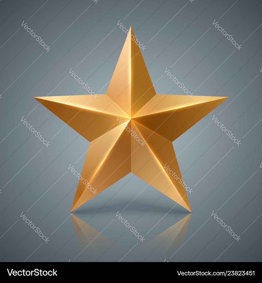 3D Gold Star Icon - Realistisch Lizenzfreies Vektorbild